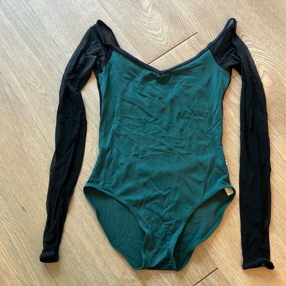 Yumiko | Other | Yumiko Green And Black Dance Leotard With Sheer ...